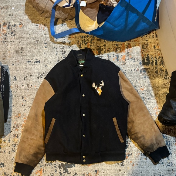 Jackets & Coats | Black And Brown Deer Patch Mens Jacket | Poshmark